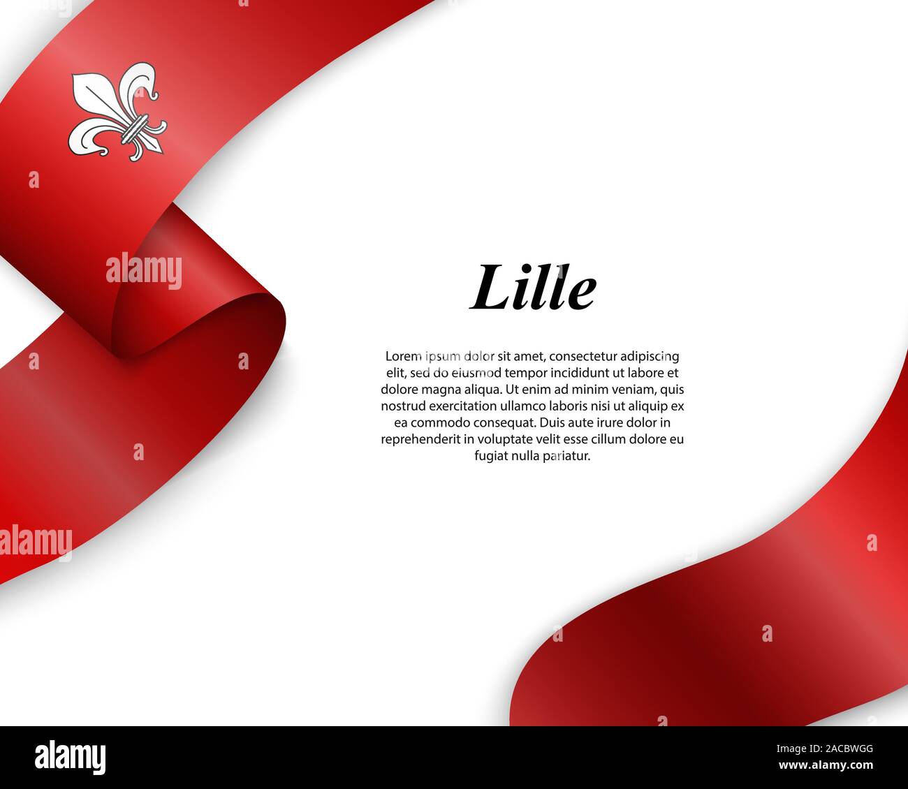 Waving ribbon with flag of Lille City. Template for poster design Stock ...