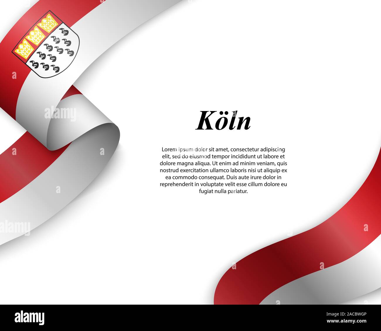 Waving ribbon with flag of Cologne City. Template for poster design ...