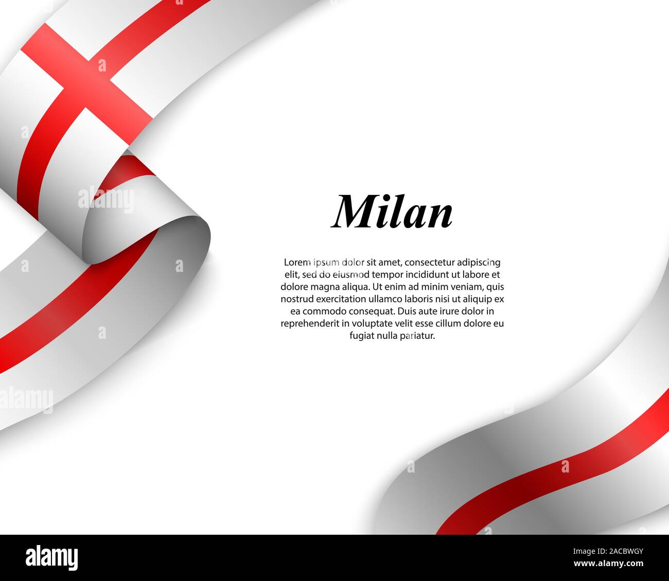 Waving ribbon with flag of Milan City. Template for poster design Stock ...