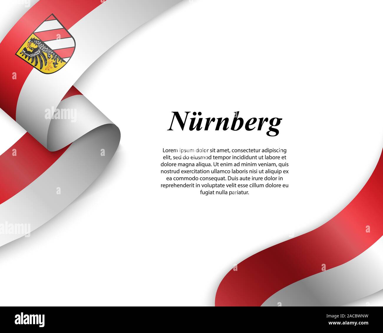 Waving ribbon with flag of Nuremberg City. Template for poster design ...