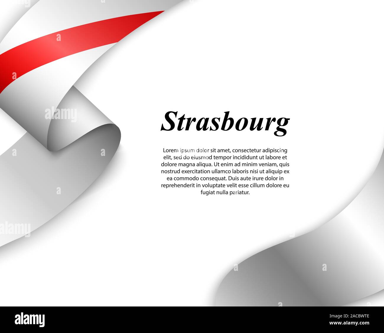 Waving ribbon with flag of Strasbourg City. Template for poster design ...