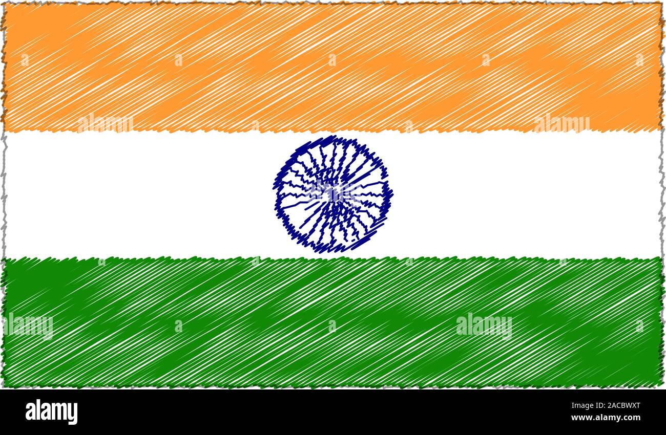 Vector Drawing of Sketch Style India Flag Stock Vector Image & Art - Alamy