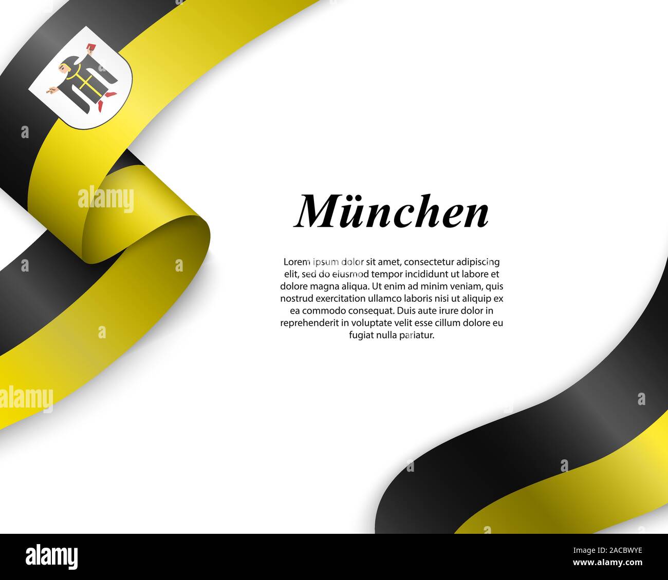 Waving ribbon with flag of Munich City. Template for poster design ...