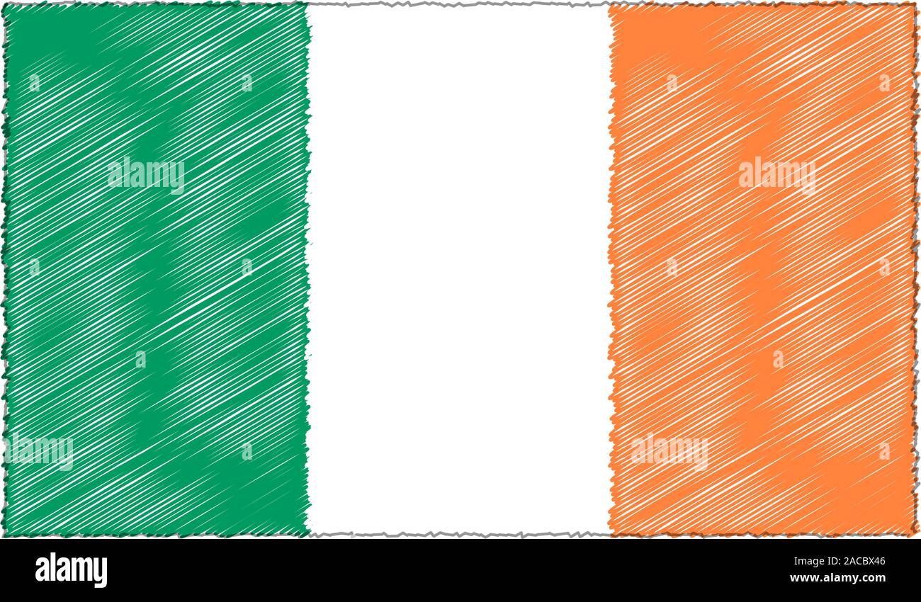 Vector Drawing of Sketch Style Ireland Flag Stock Vector Image & Art ...