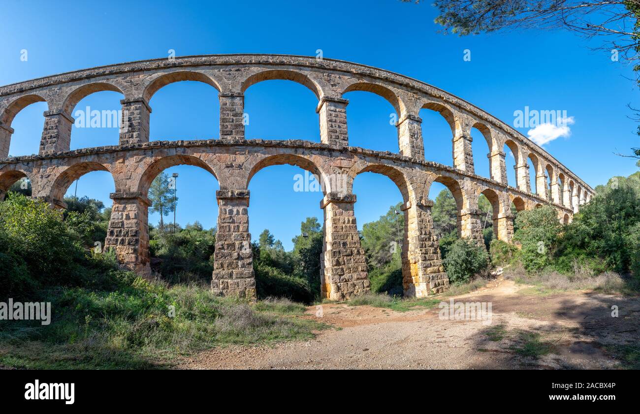 Ancient roman aqueduct Ponte del Diable or Devil's Bridge in Tarragona ...