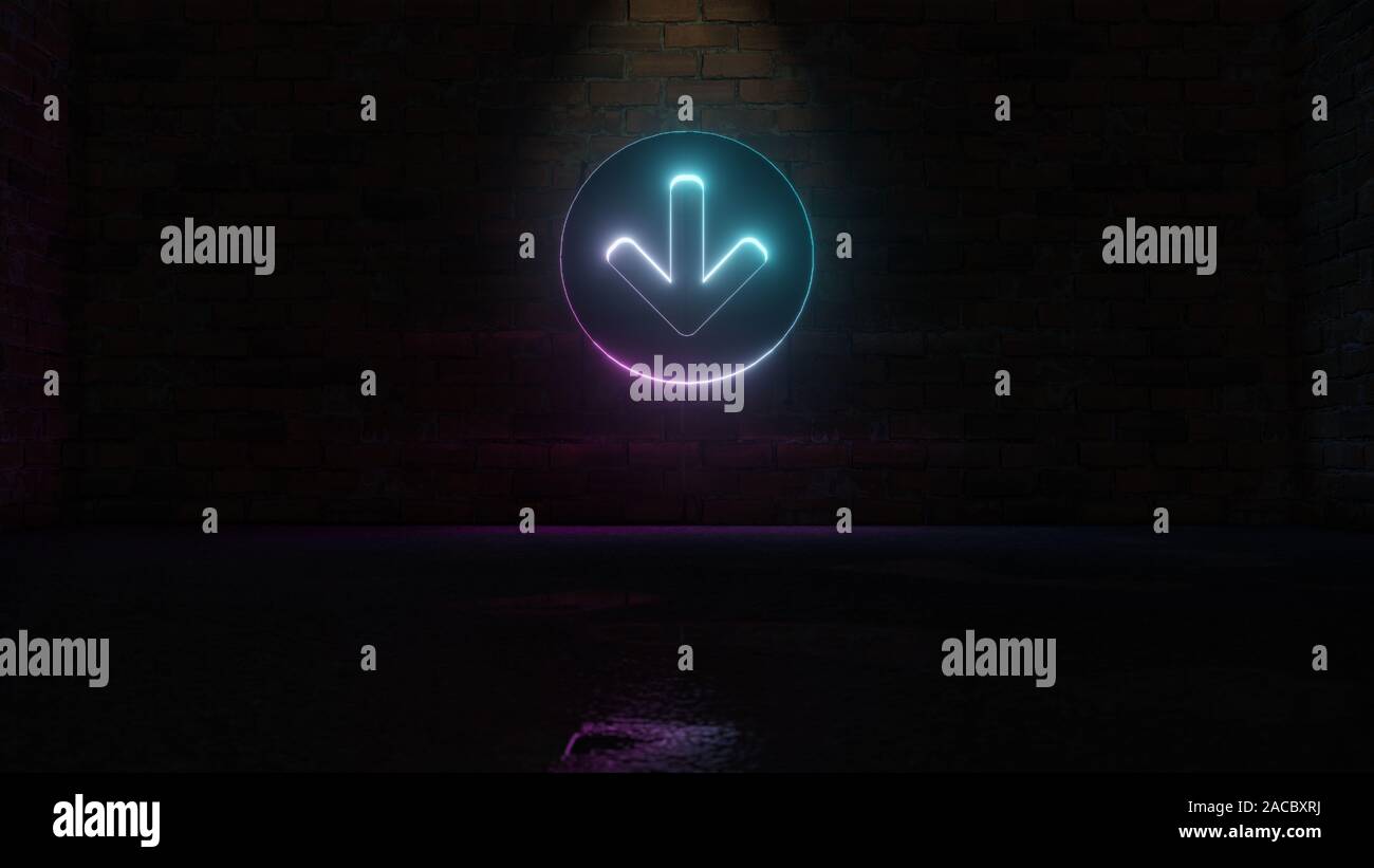 Neon arrow down hi-res stock photography and images - Alamy