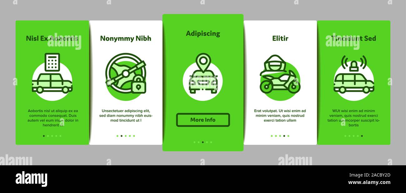 Car Theft Onboarding Elements Icons Set Vector Stock Vector Image & Art ...