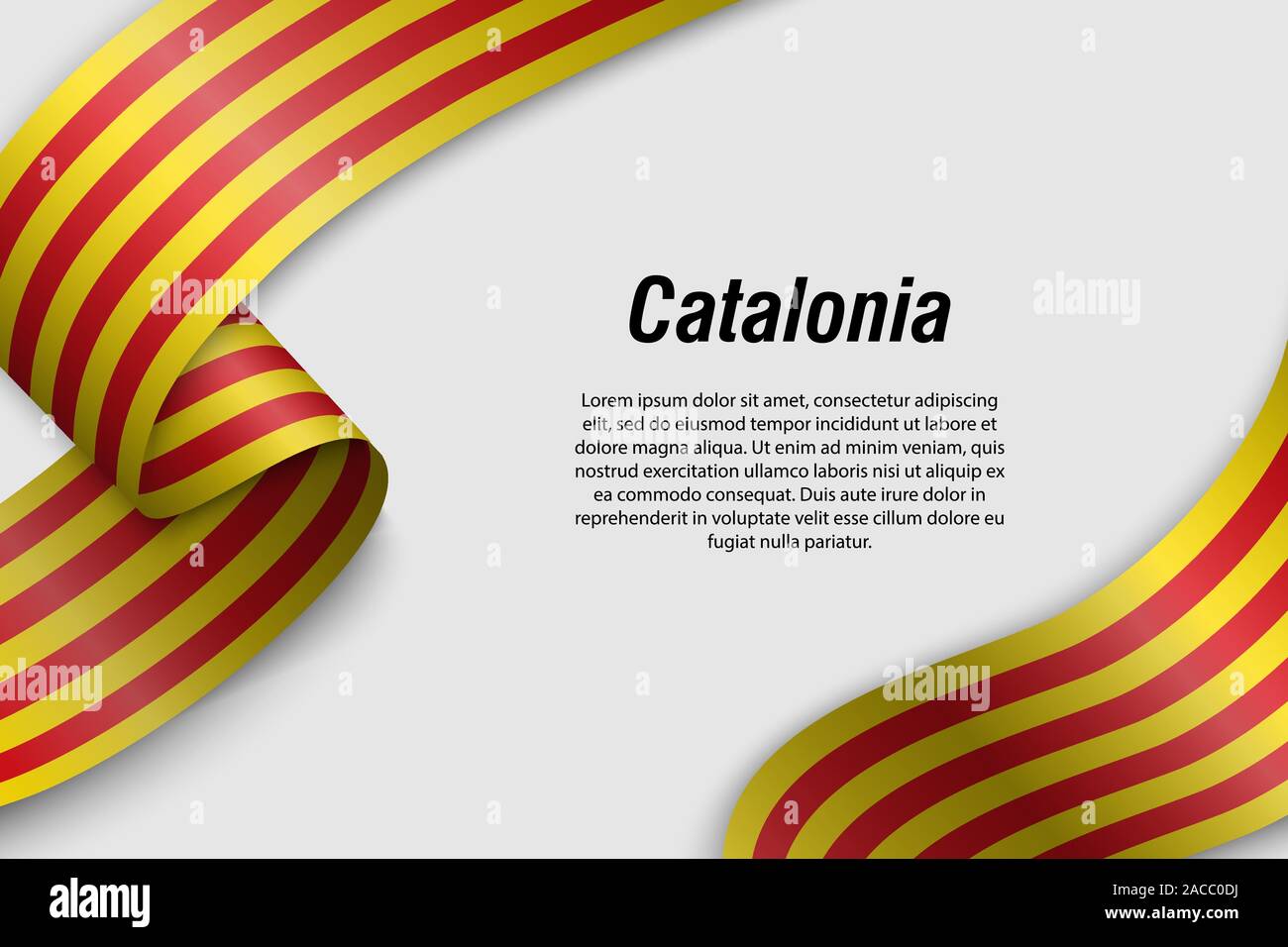Waving ribbon or banner with flag of Catalonia. Community of Spain ...