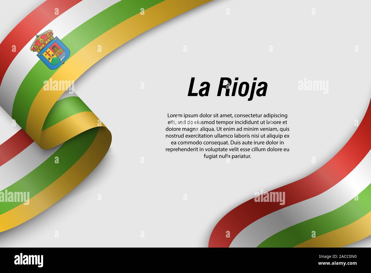 Waving ribbon or banner with flag of La Rioja. Community of Spain ...
