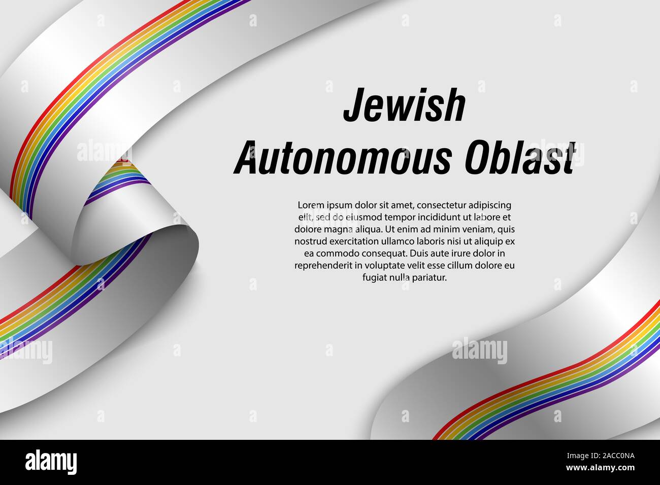 Waving ribbon or banner with flag of Jewish Autonomous Oblast. Region ...