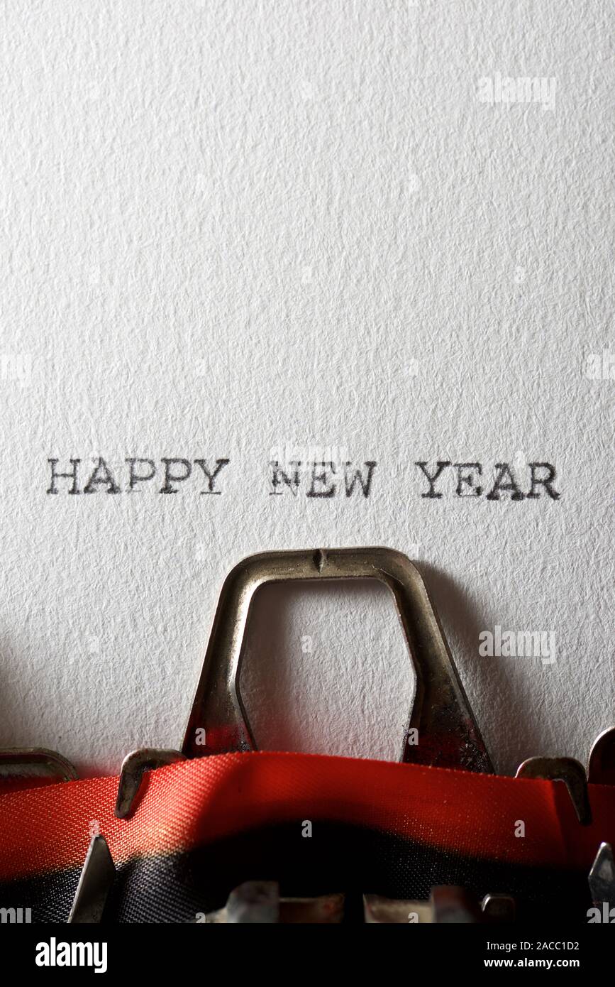 The sentence, Happy New Year, written with a typewriter Stock Photo - Alamy