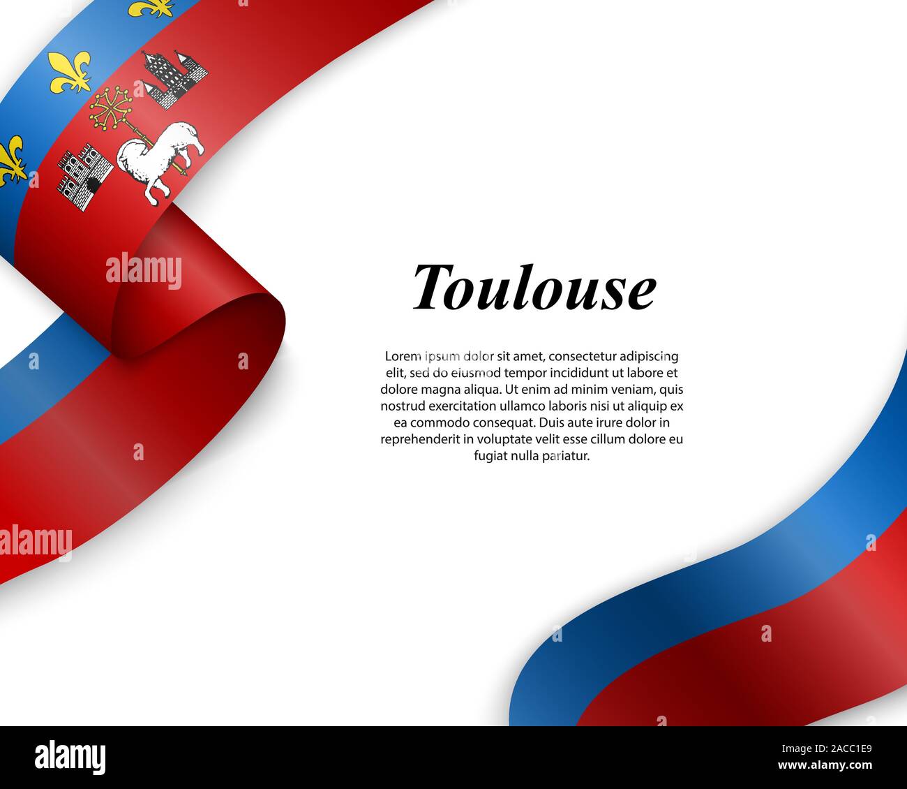 Waving ribbon with flag of Toulouse City. Template for poster design ...
