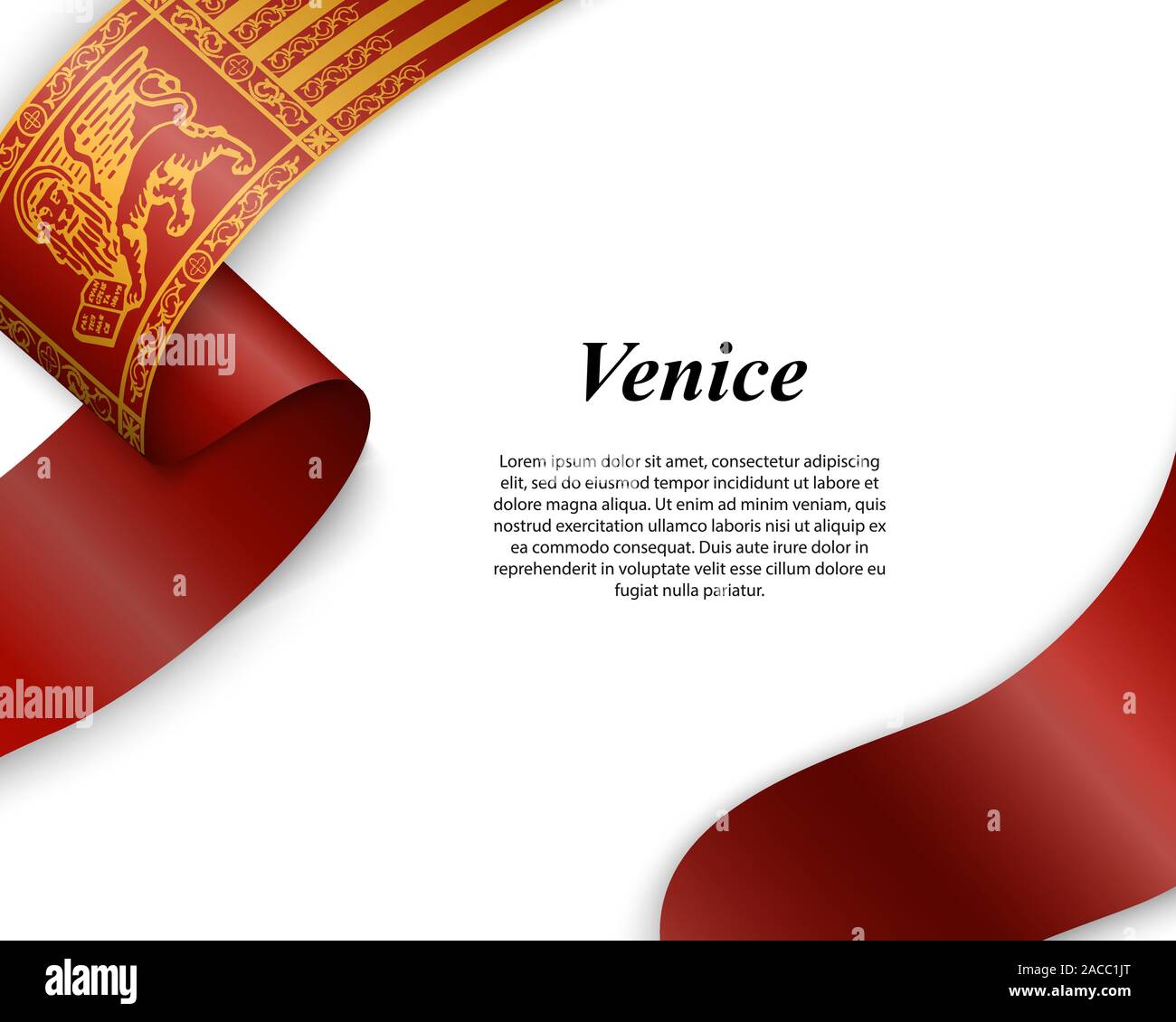 Waving ribbon with flag of Venice City. Template for poster design ...