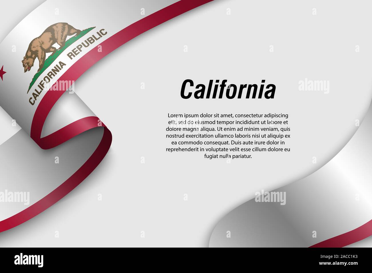 Waving ribbon or banner with flag of California. State of USA. Template ...