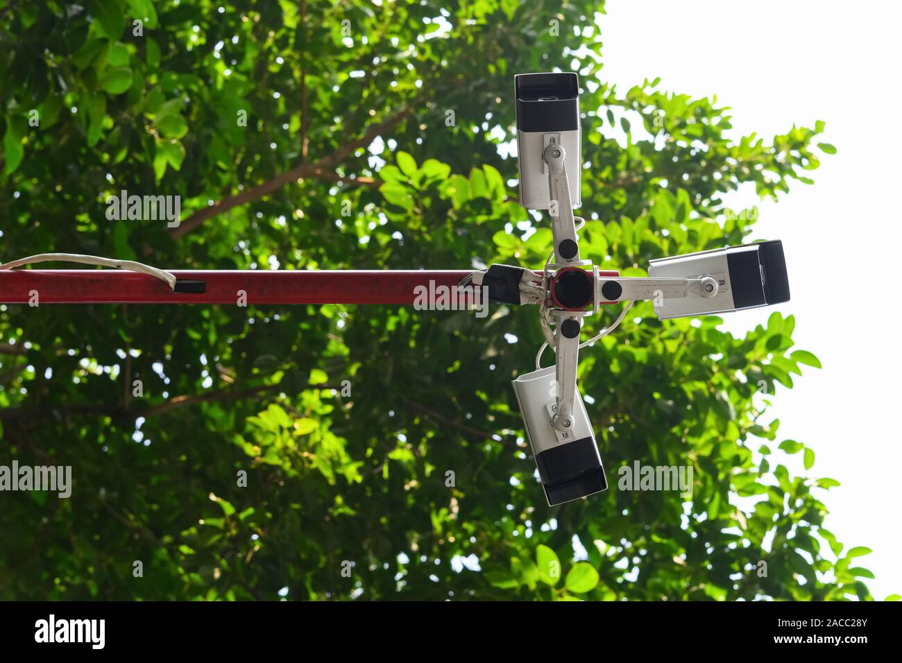 the bottoms of CCTV cameras Stock Photo - Alamy