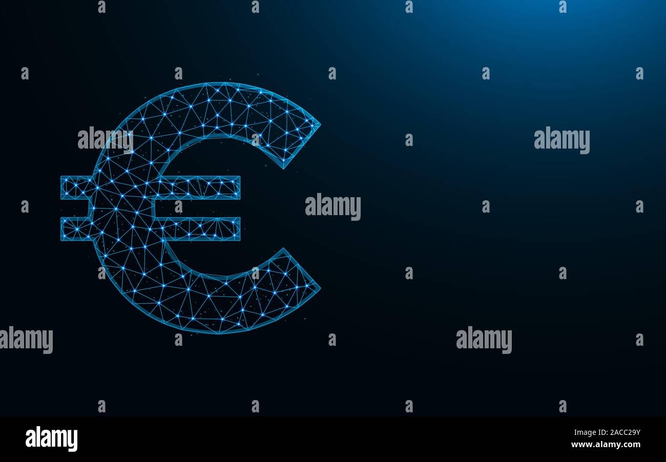 Euro symbol low poly design, currency in polygonal style, money sign ...