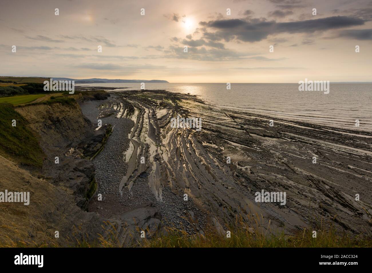 The cliffs at Kilve beach in the Quantock Hills National Landscape ...