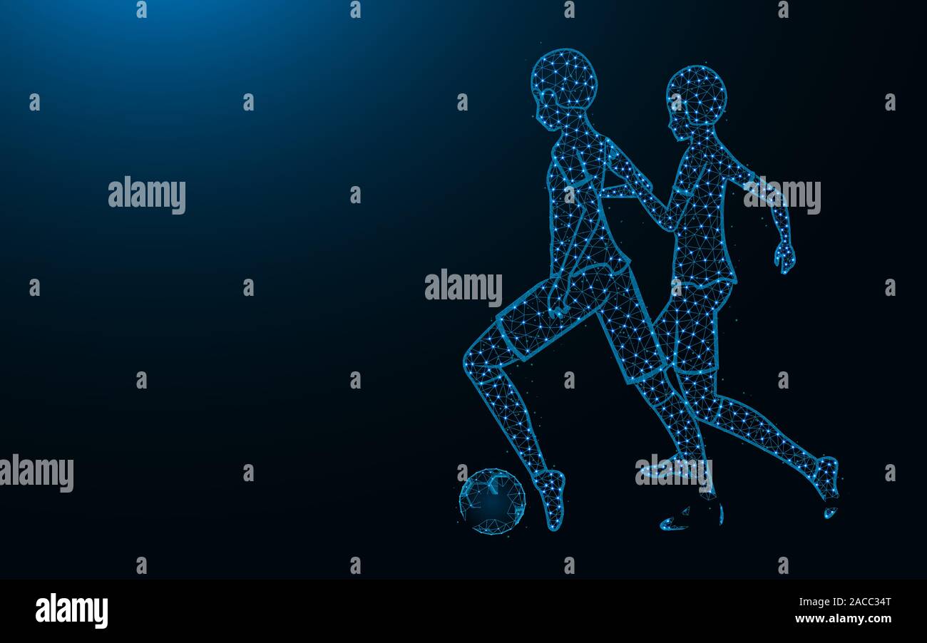 Football players low poly design, Soccer game abstract geometric image ...