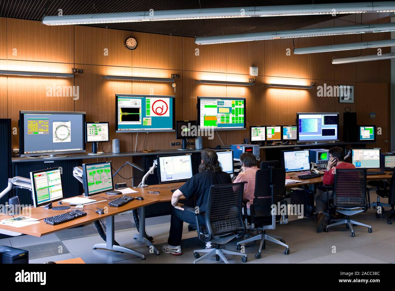 Booster synchrotron control room at the ESRF (European Synchrotron Radiation Facility), Grenoble ...