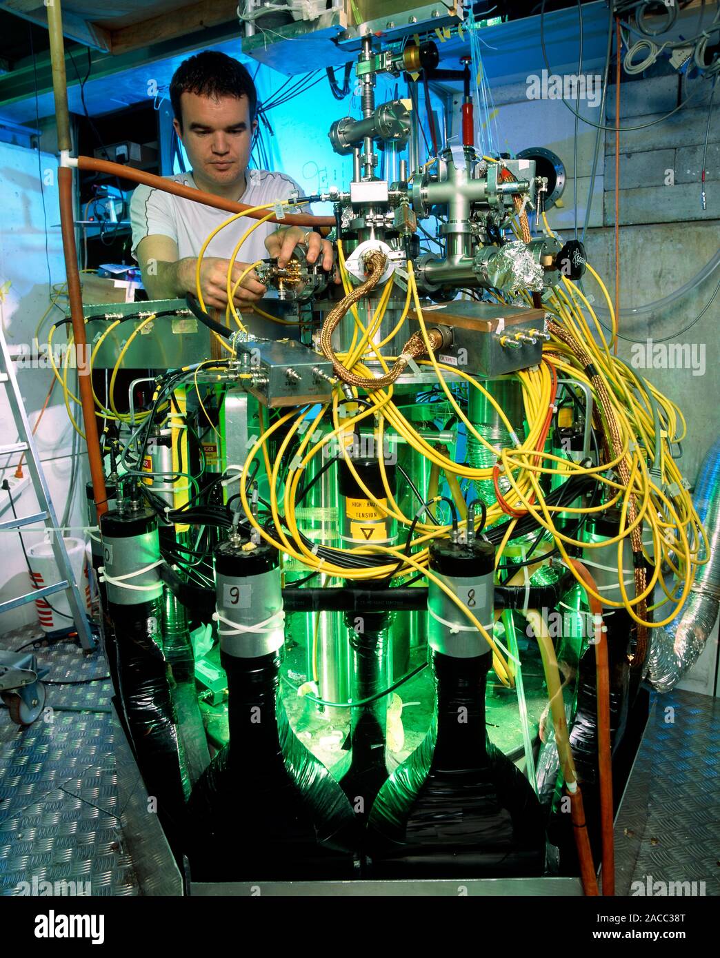 ATHENA antimatter laboratory. Technician working on the ATHENA experiment at CERN, Geneva ...