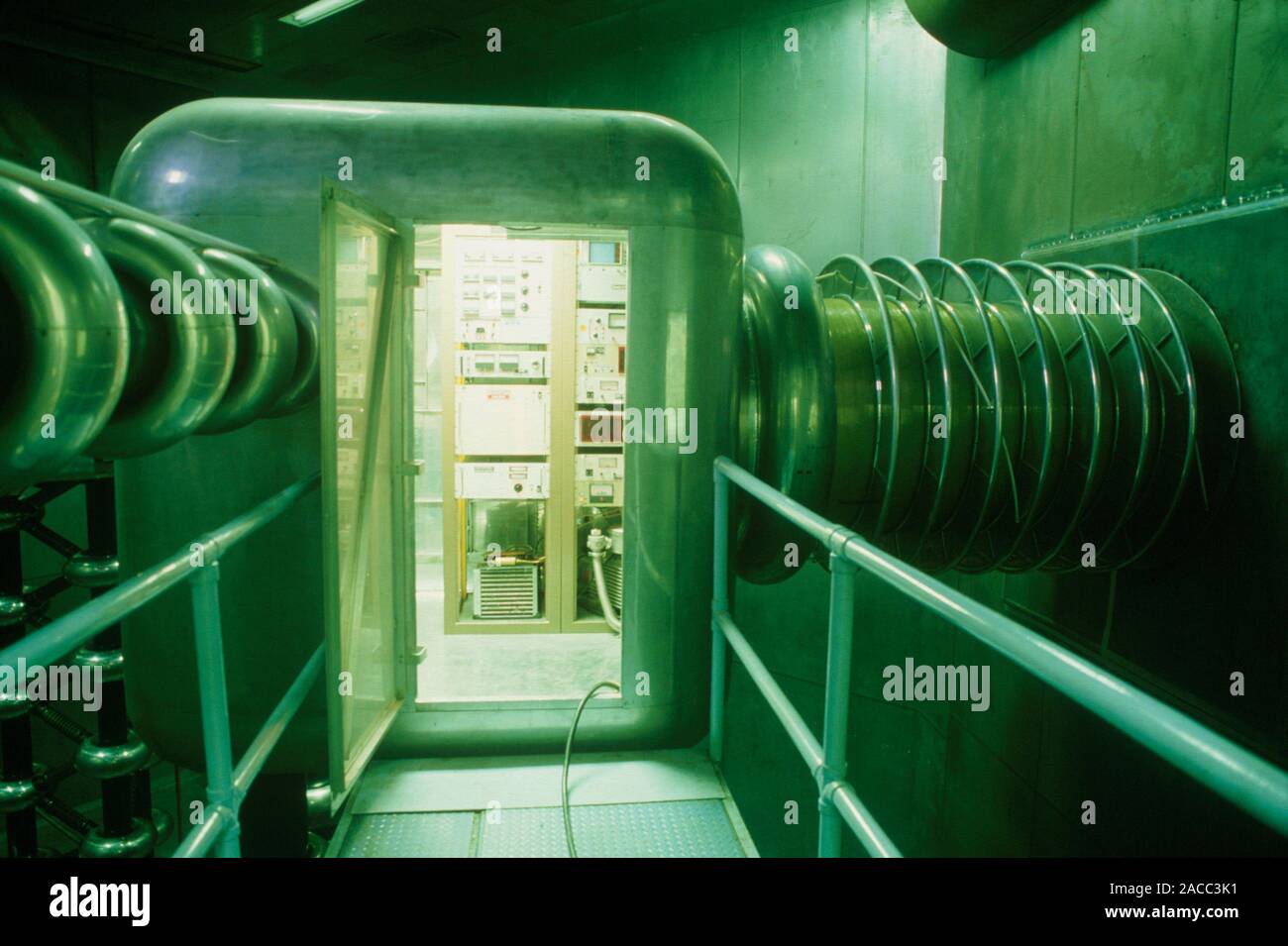 View through to the interior of part of the Cockroft-Walton generator ...