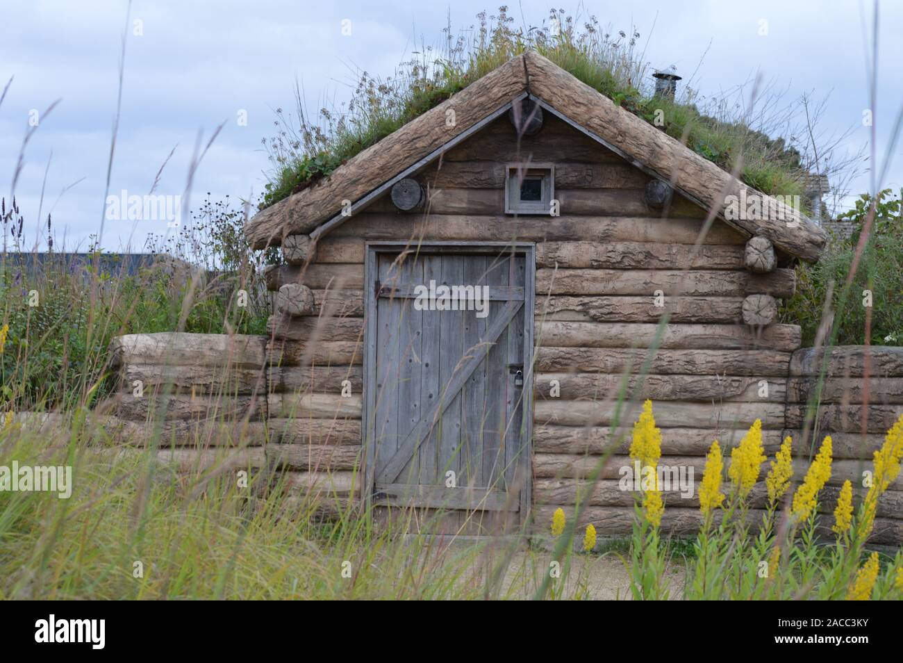 Log cabin in the prairie Stock Photo - Alamy