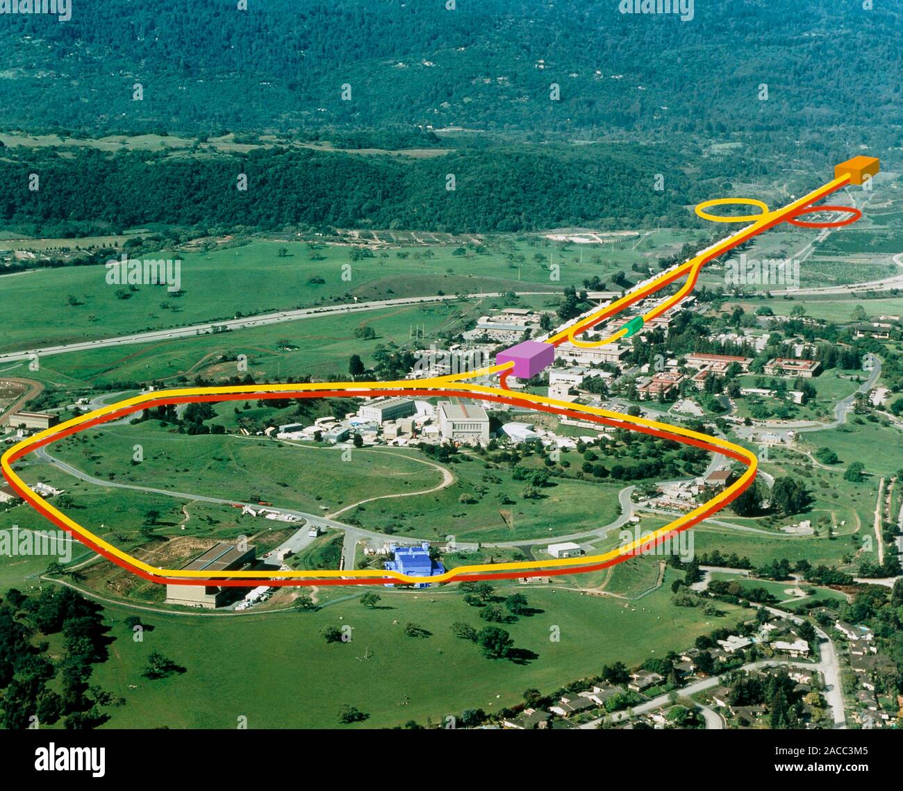 SLAC accelerator. Aerial view of the Stanford Linear Accelerator Center ...
