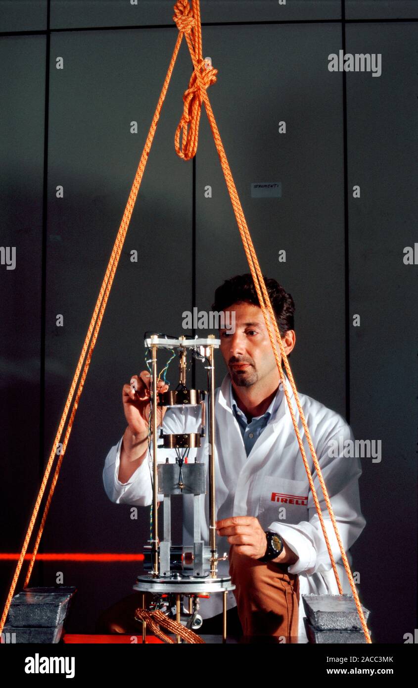 Experimental neutrino detector. Researcher tests an experimental ...