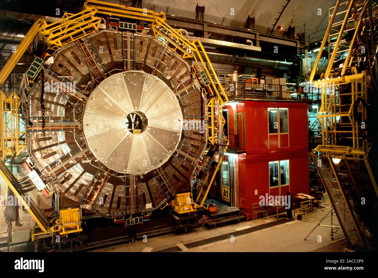One of the end caps" of the ALEPH detector at CERN, the European centre for particle physics ...