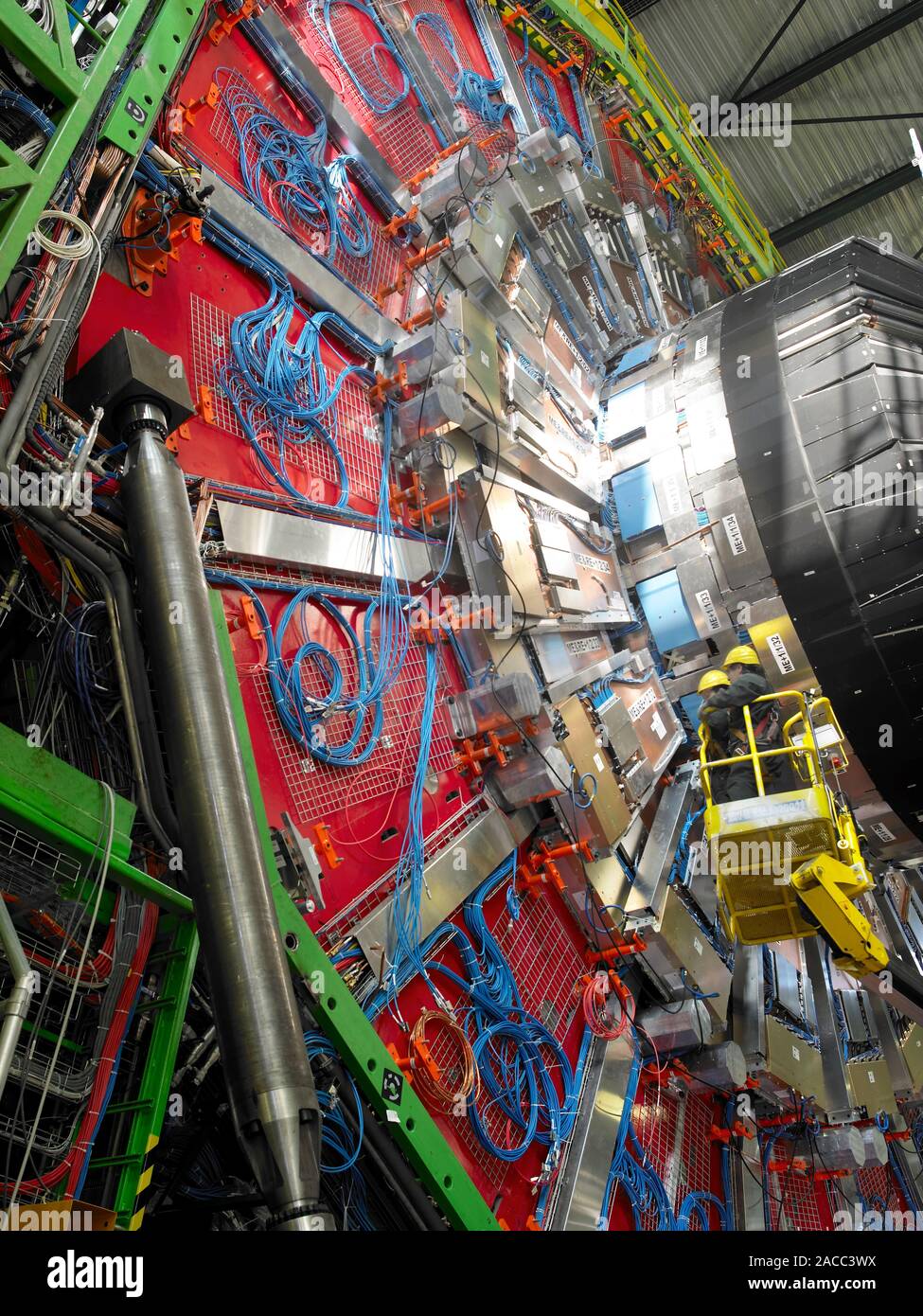 Cms Detector Engineers In A Cherry Picker Inspecting Part Of The Cms