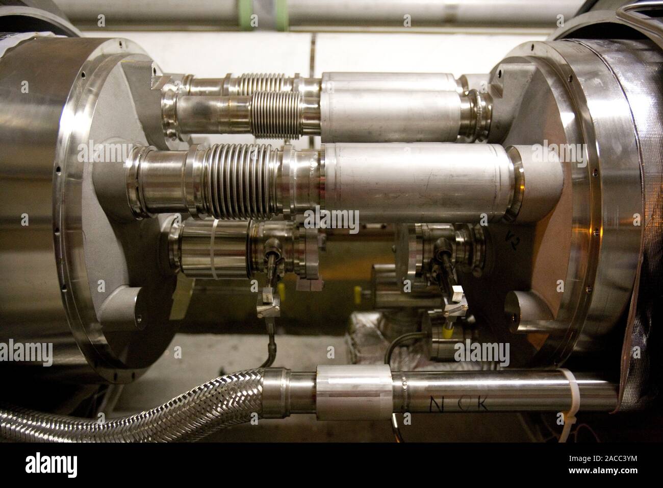 Internal structure of the LHC. These tubes (upper centre and bottom ...
