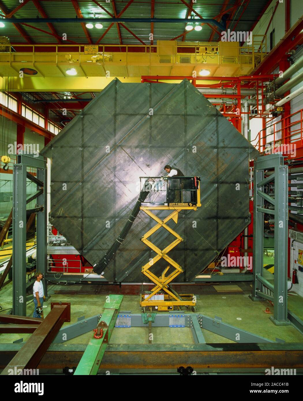 MINOS neutrino experiment steel plate. View of one of the 484 giant ...