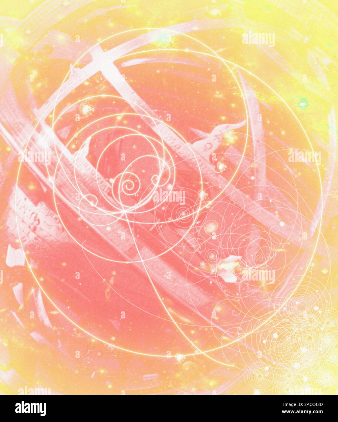 Particle tracks and astronomy. Computer illustrat- ion of subatomic ...