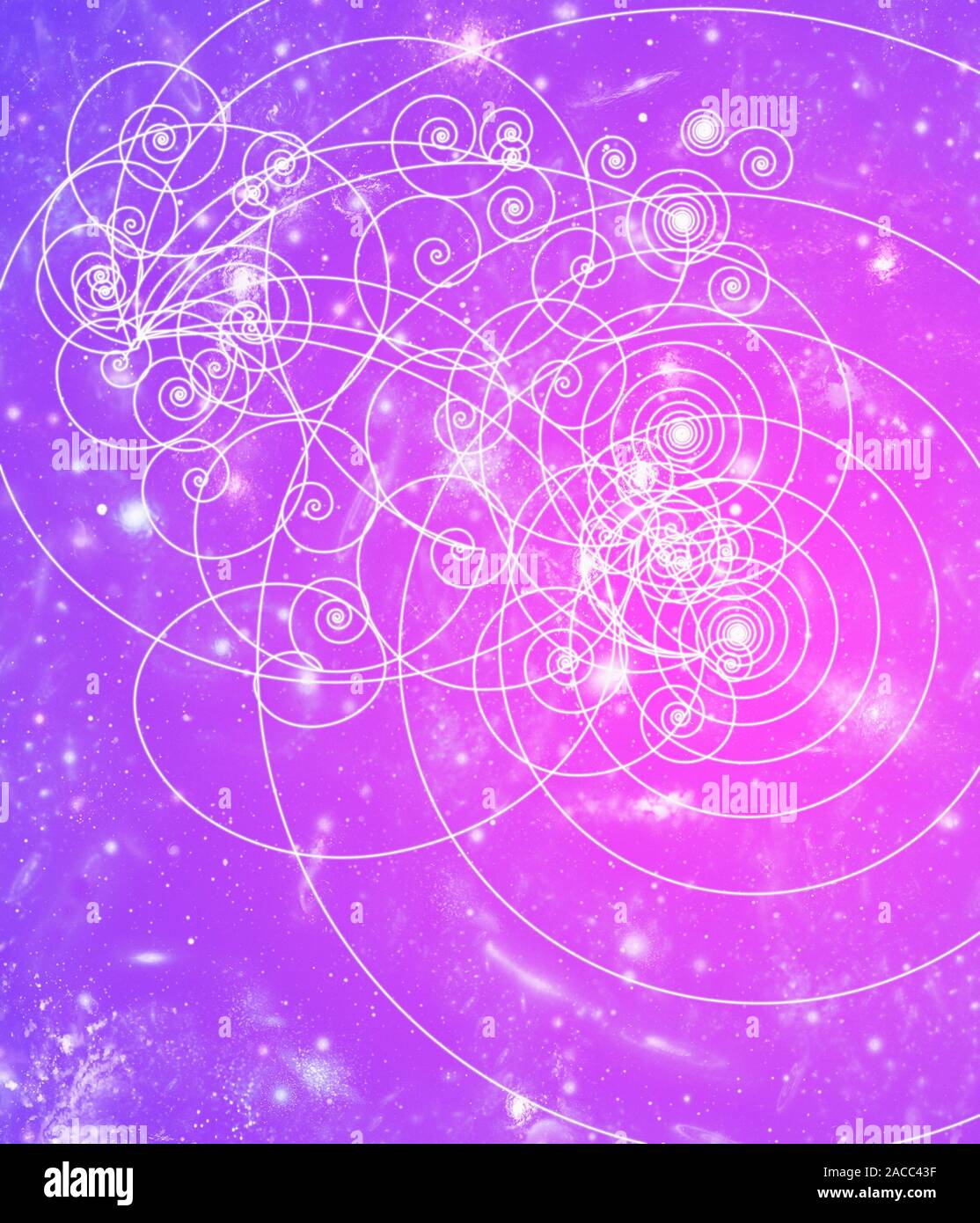Particle tracks and cosmology. Computer illustration of subatomic ...