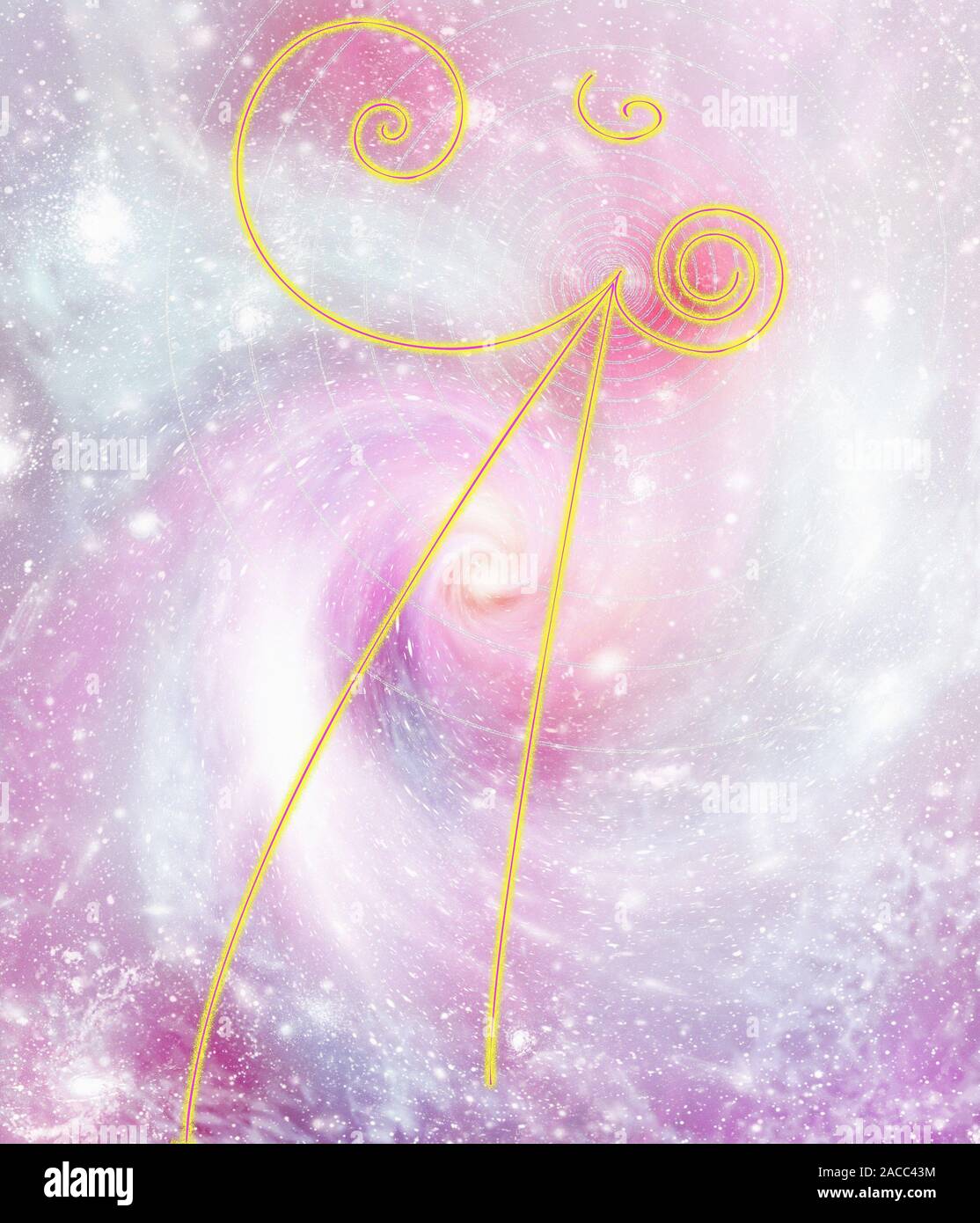 Particle tracks and cosmology. Computer illustrat- ion of subatomic ...