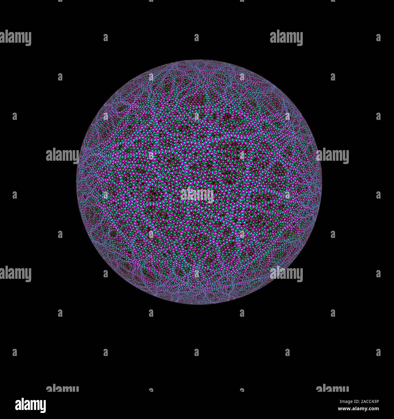 Quantum waves. Computer model showing many wave paths superimposed onto ...