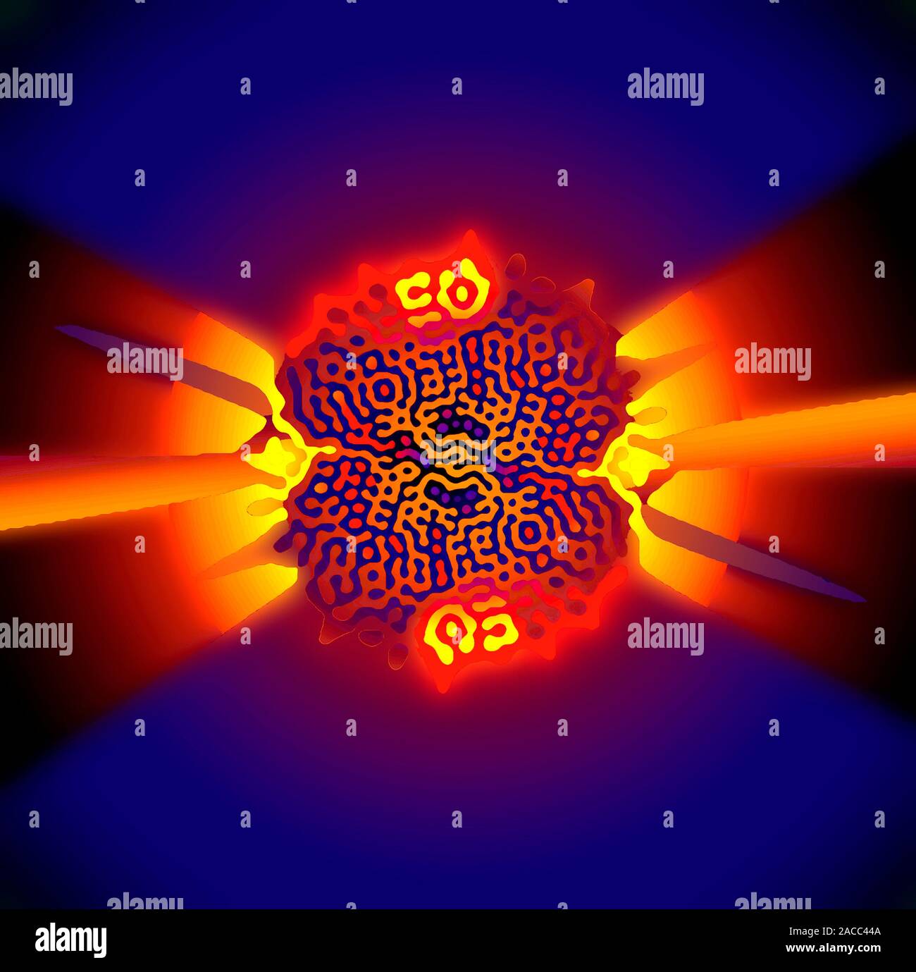 Quantum tunneling. Computer model of a quantum wavefunction trapped in ...