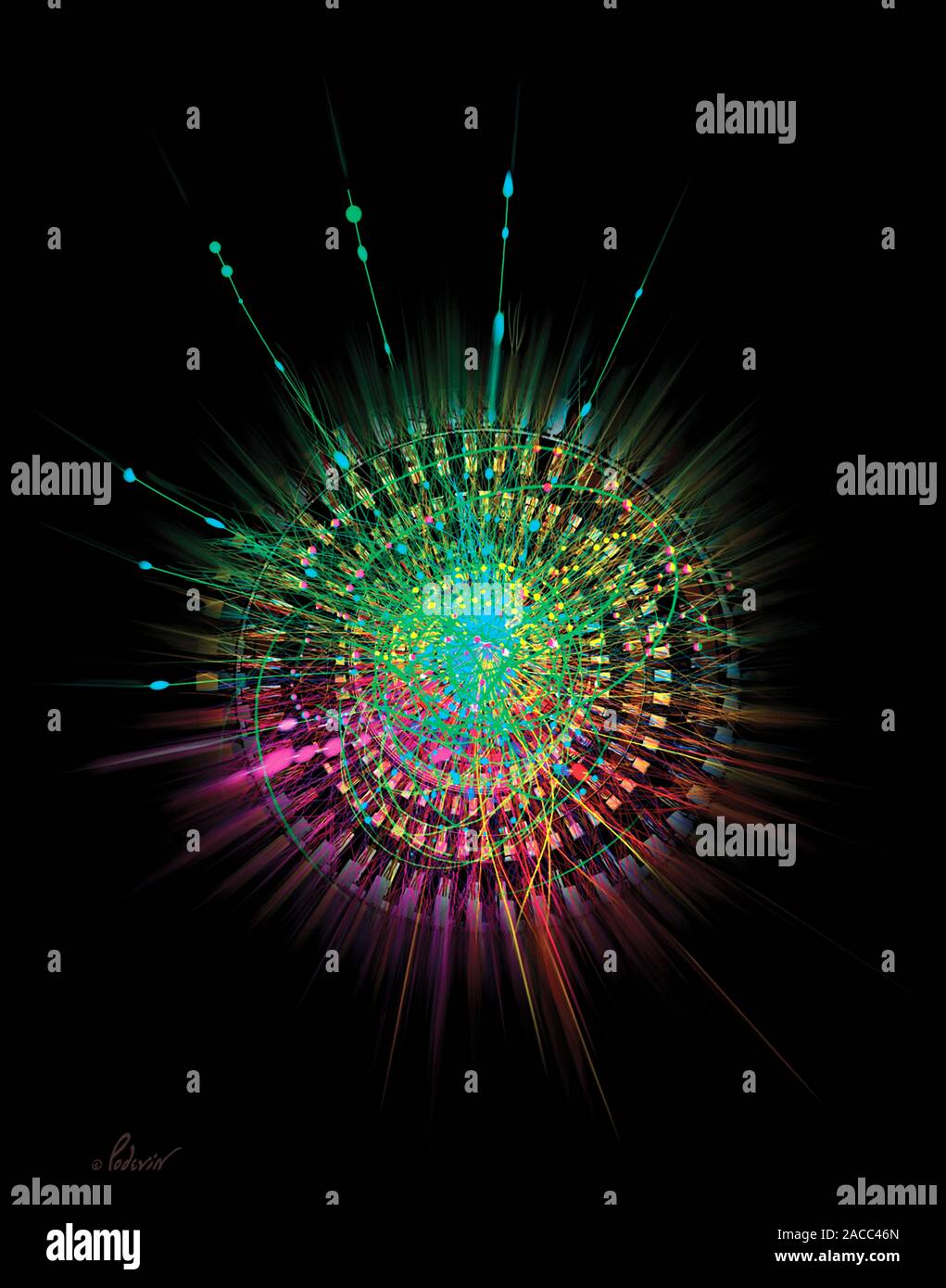 Particle collision. Conceptual computer artwork of colliding particles ...