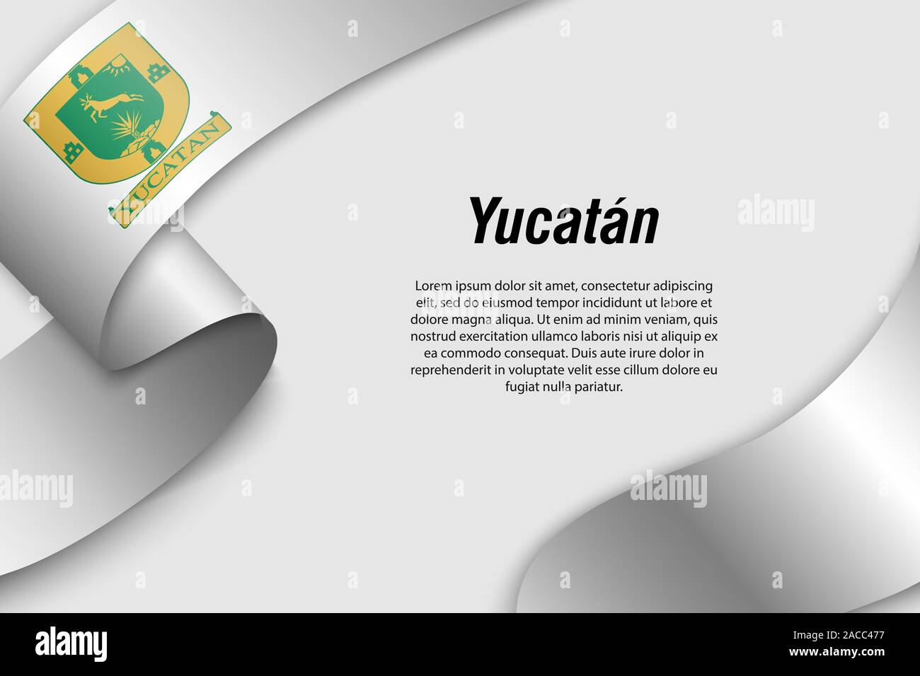 Waving ribbon or banner with flag of Yucatan. State of Mexico. Template ...