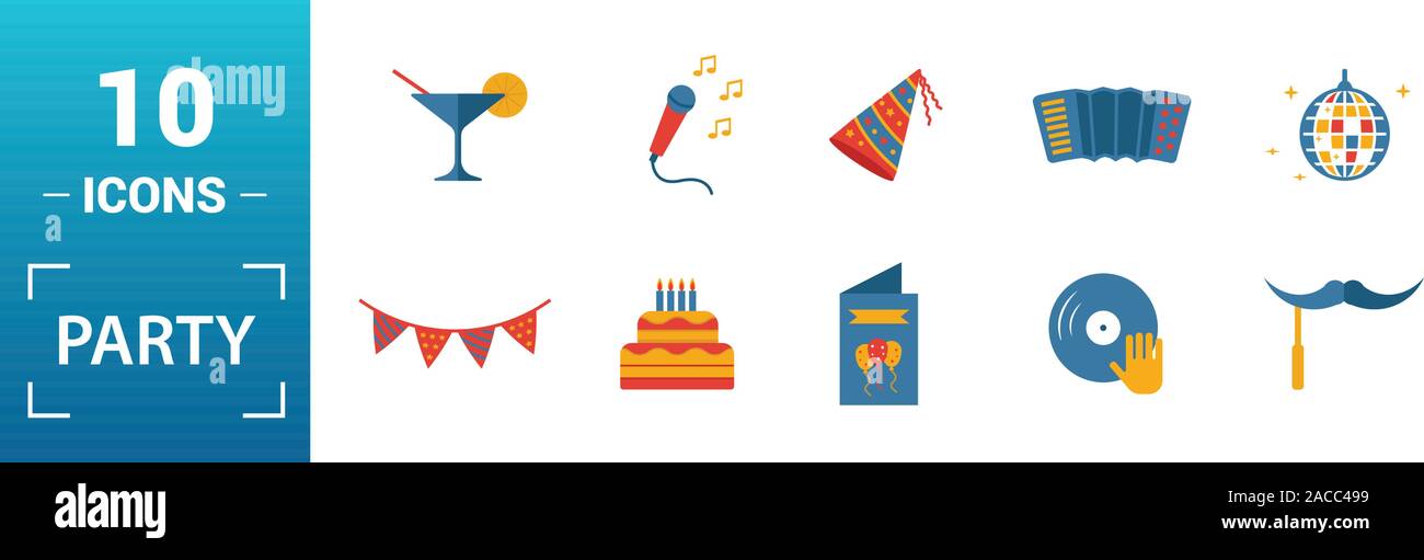 Party Icon icon set. Include creative elements flapper with confetti ...