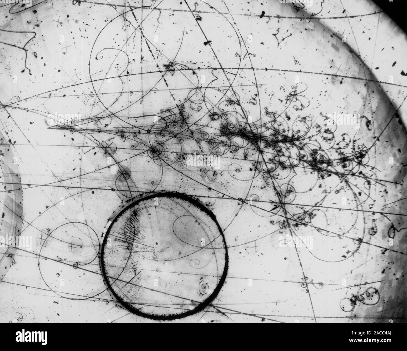 Photograph of a neutrino interaction event in the 15- foot bubble ...