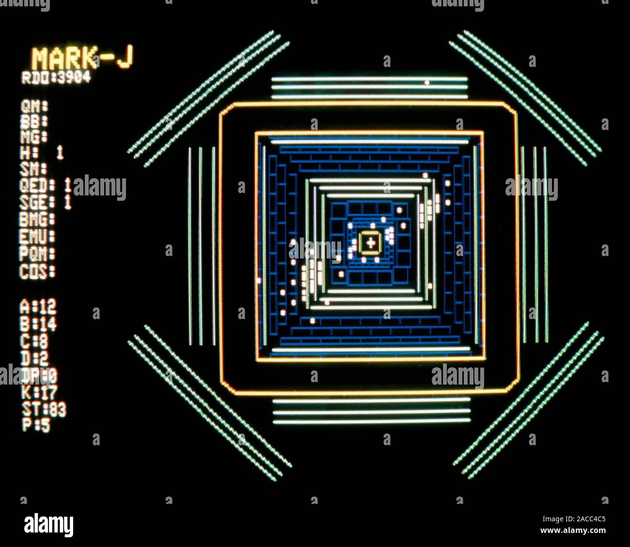Computer display of a two-jet event in the Mark-J detector at the PETRA ...