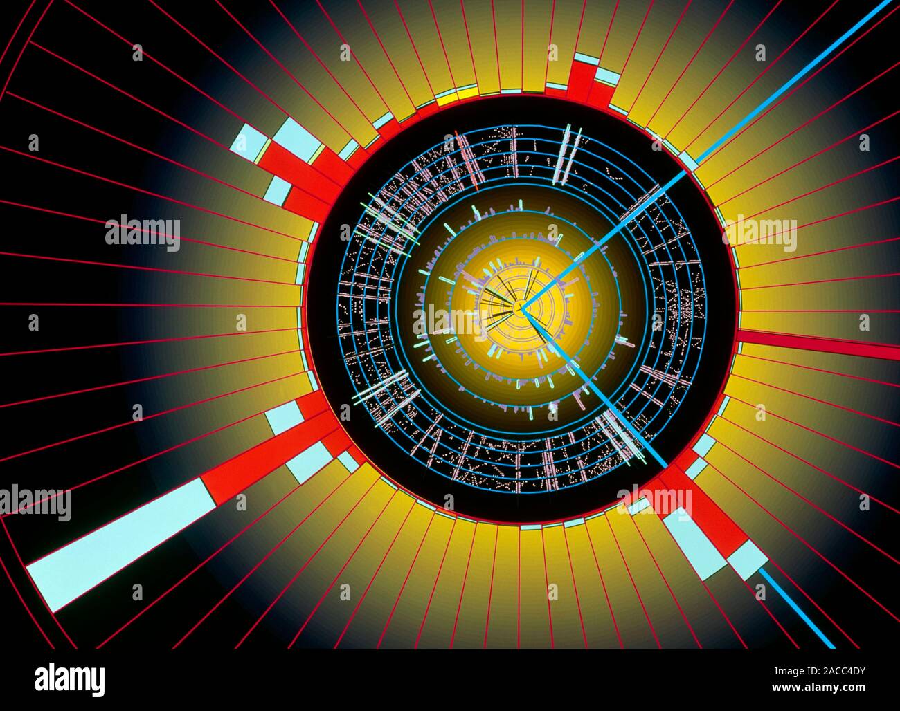 Top quark event. Electronic display of a top quark event in the D0 (D ...