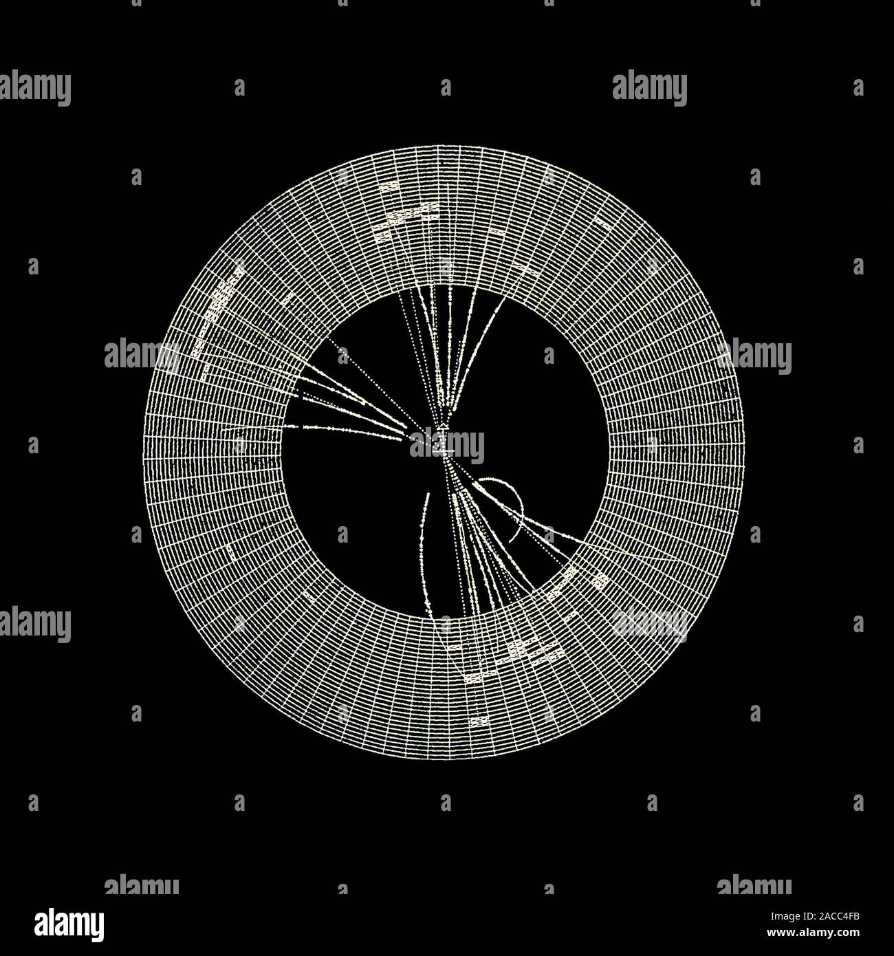 Three-jet event, evidence of gluons, in the JADE detector at DESY, the ...