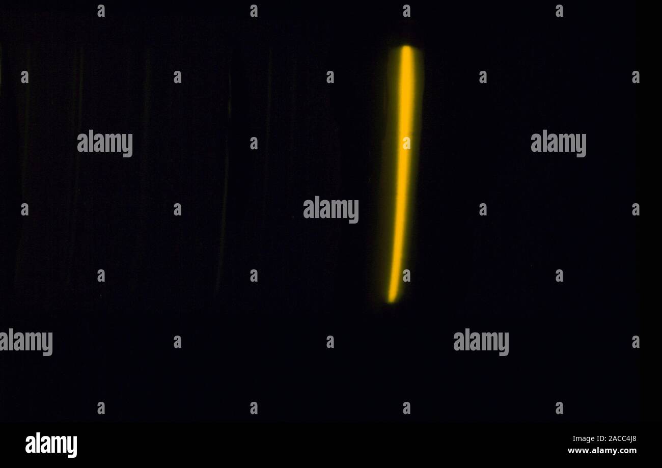 The photograph of the emission spectrum of sodium shows a single bright ...