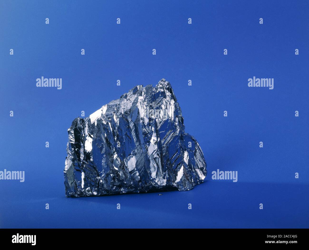 Macrophotograph of a gross specimen of zinc, a bluish- white metallic ...