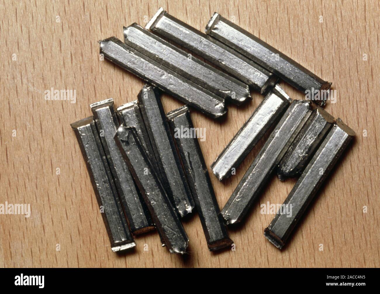 Niobium. Bars of niobium, a soft, ductile, blue- grey transition metal ...