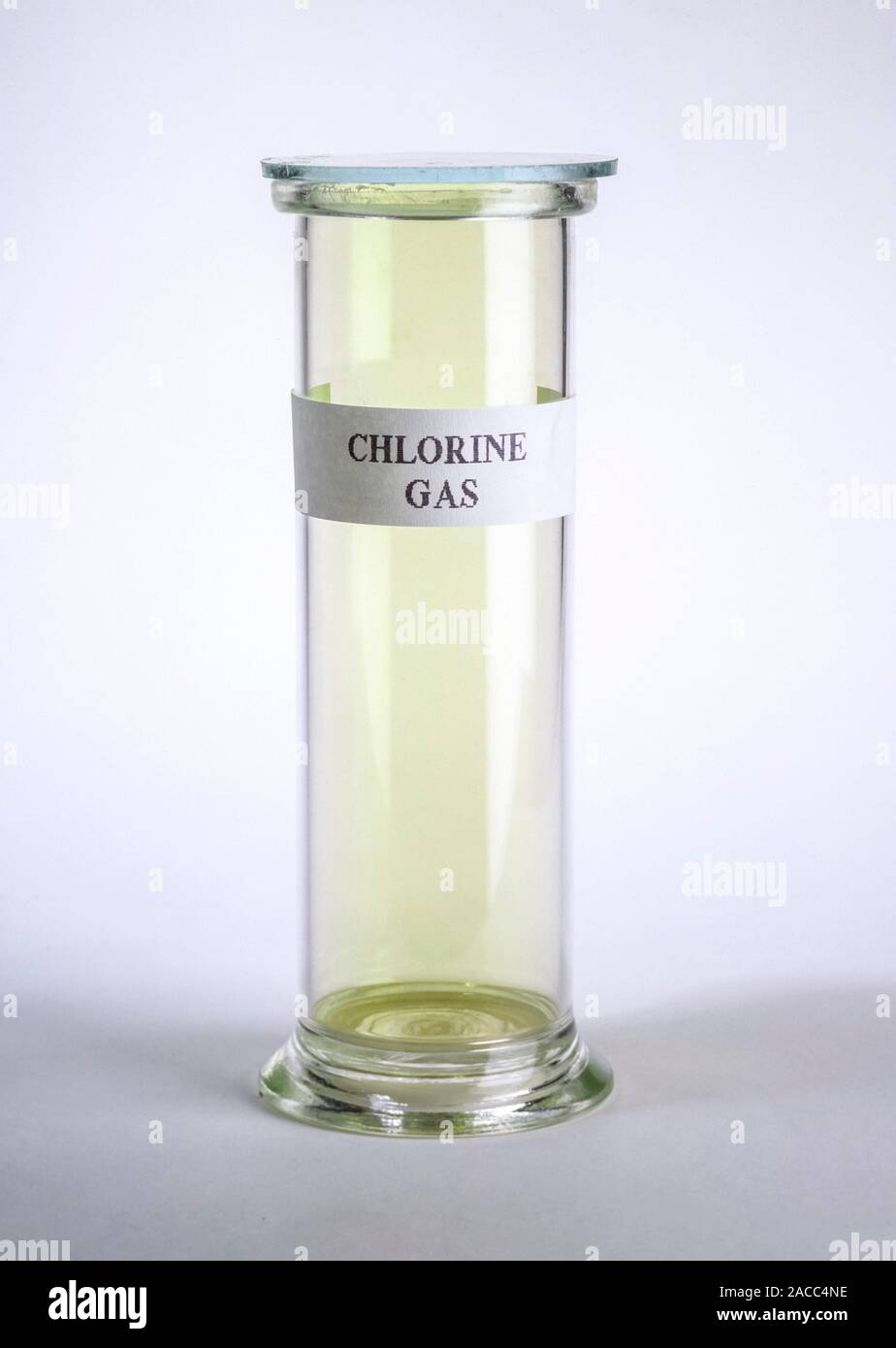 Chlorine gas. Jar of chlorine, one of the chemical elements. Chlorine ...