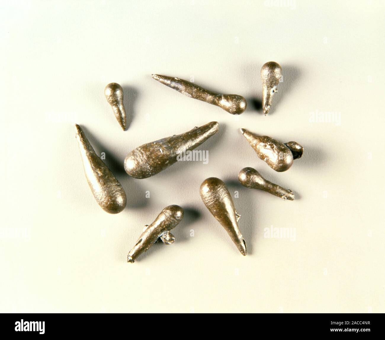 Potassium. View of chunks of the metal potassium, one of the chemical ...