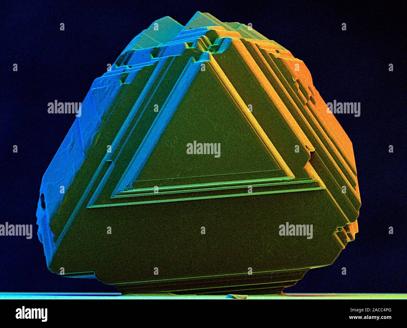 Microdiamond. Coloured scanning electron microg- raph (SEM) of a ...